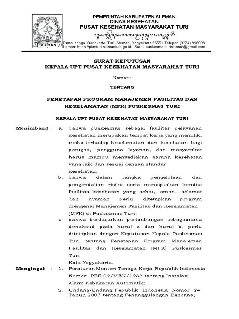 1.4.1 a.2SK Penetapan Program MFK Yang Terintegrasi Dengan SK Jenis-Jenis Pelayanan | PDF ...