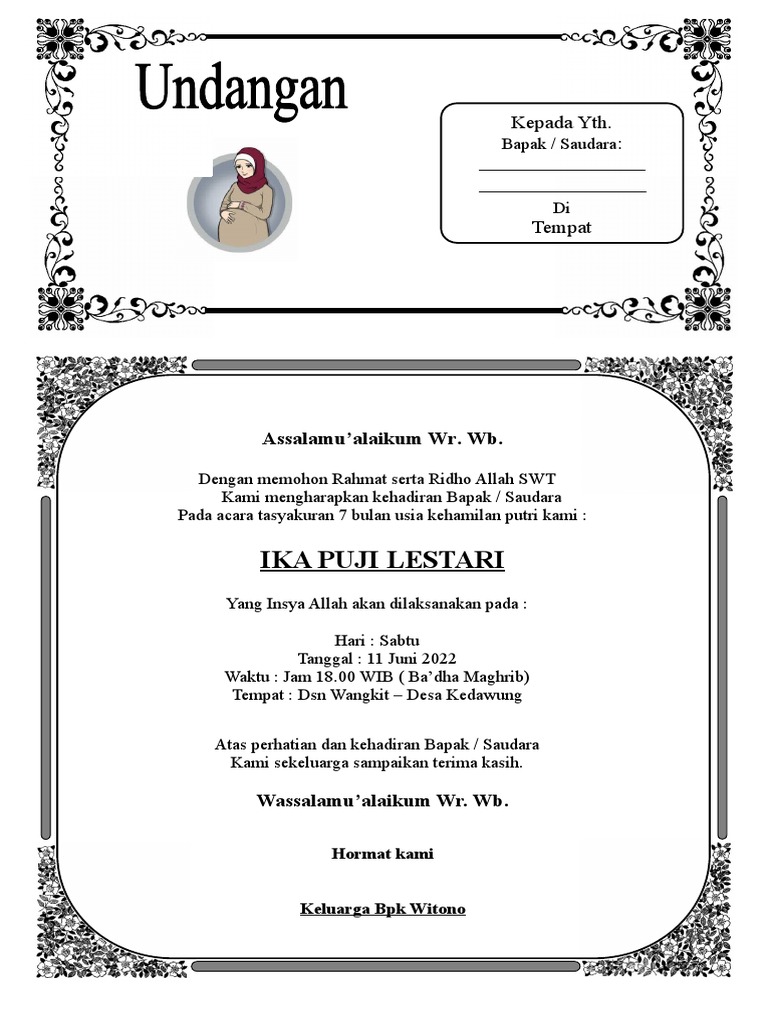 Undangan 7 Bulanan | PDF