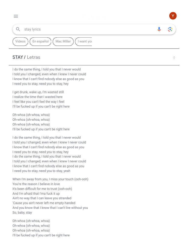 Stay Lyrics | PDF | Musicians | Music Industry