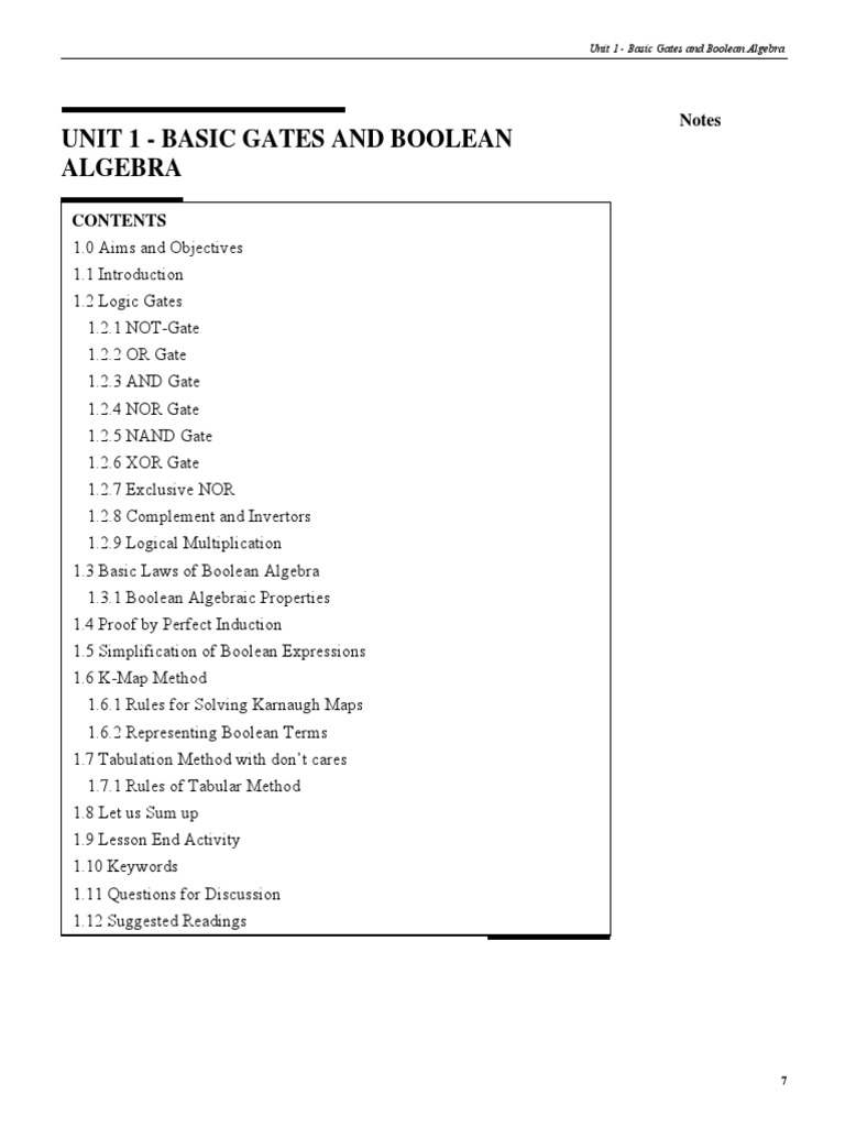 Unit 1 | PDF | Logic Gate | Boolean Algebra