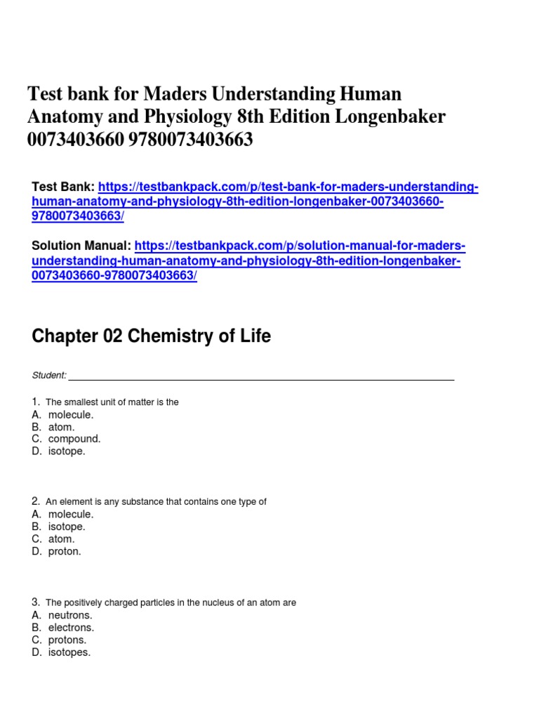 Maders Understanding Human Anatomy and Physiology 8th Edition ...
