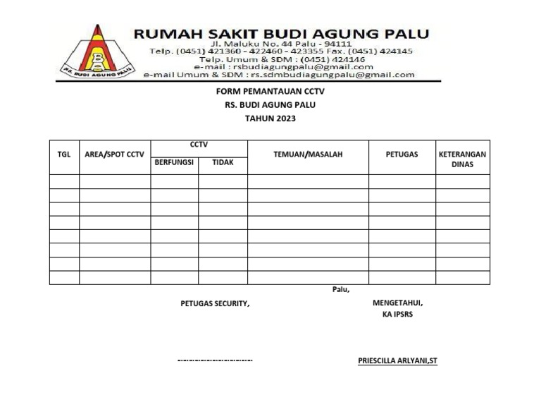 Form Pemantauan CCTV | PDF