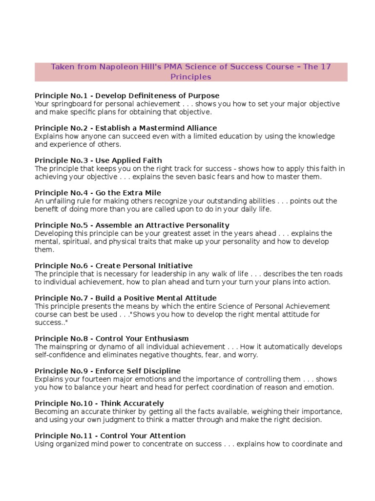 17 Success Principles by Napoleon Hill PDF Free | PDF | Thought | Reason