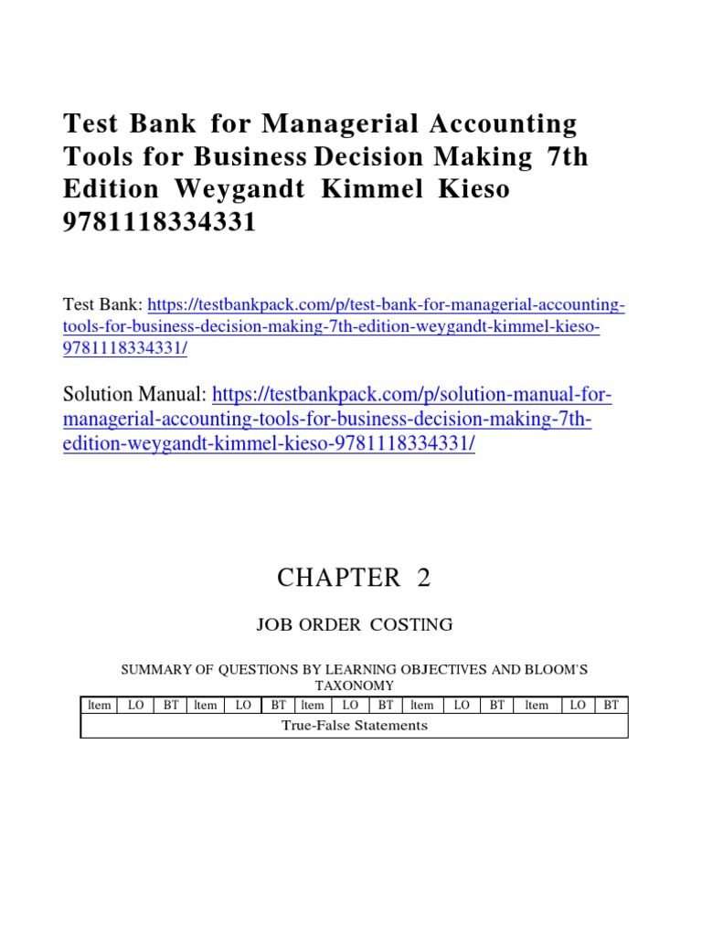 Managerial Accounting Tools For Business Decision Making 7th Edition ... Managerial Accounting Tools For Business Decision Making 7th Edition ...