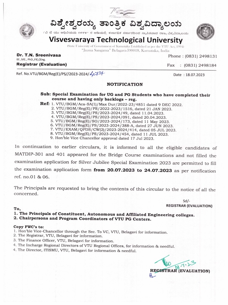 Notification SPL Exam MATDIP301-401-1 | PDF