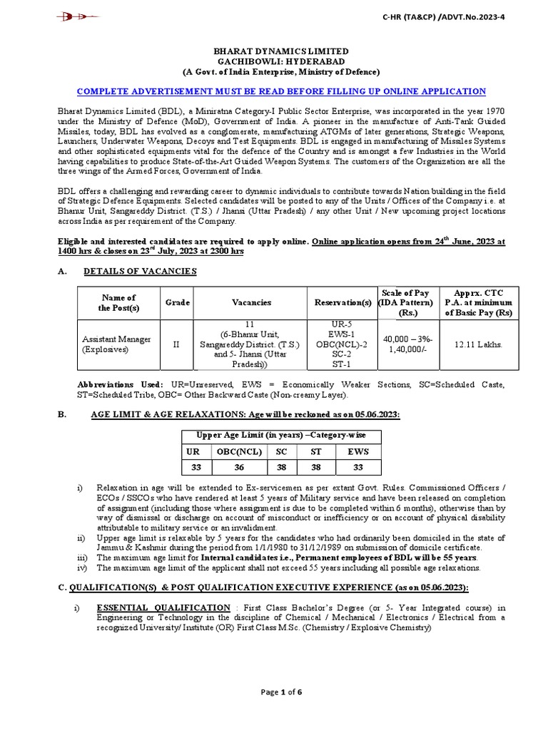 Advt 2023-4 AM Explosives | PDF