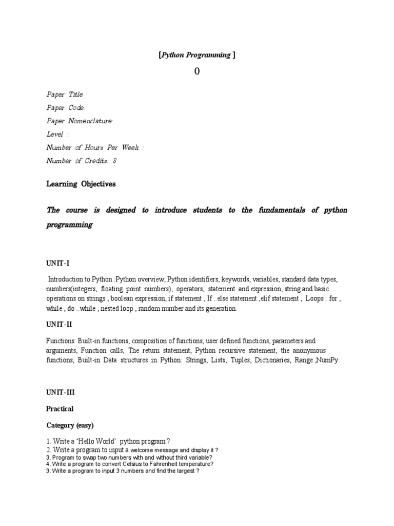 Python Programming | PDF | Computer Program | Programming Python Programming | PDF | Computer Program | Programming