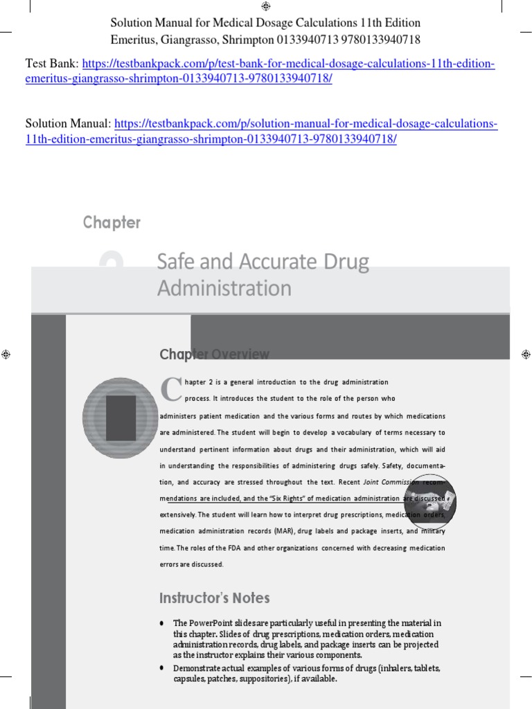 Medical Dosage Calculations 11th Edition Emeritus Giangrasso Shrimpton ...