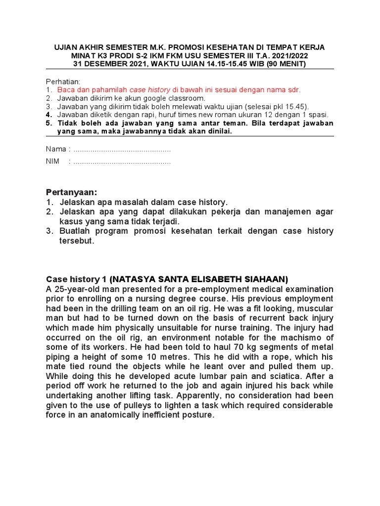 Case History | PDF | Occupational Safety And Health | Employment