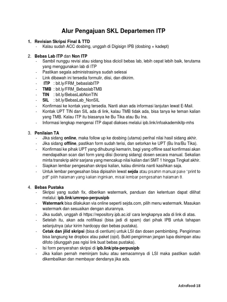 Alur Pengajuan SKL Departemen ITP - Final | PDF | Komputer