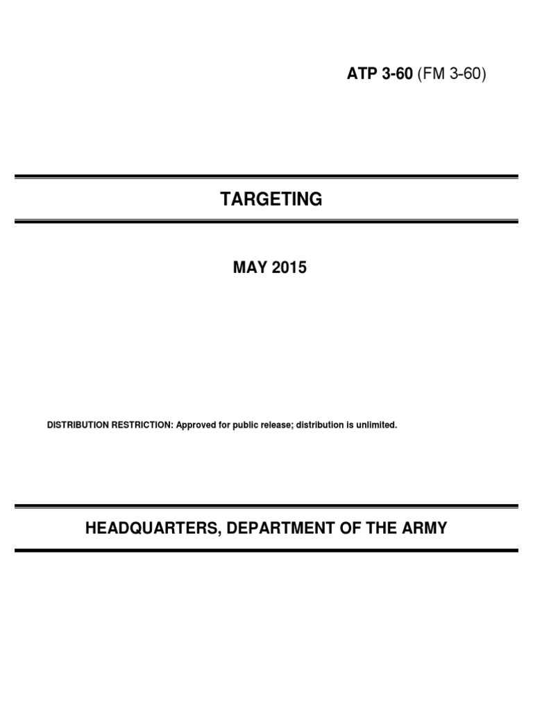 Army Targeting Techniques ATP 3-60 | PDF | Artillery | United States Army