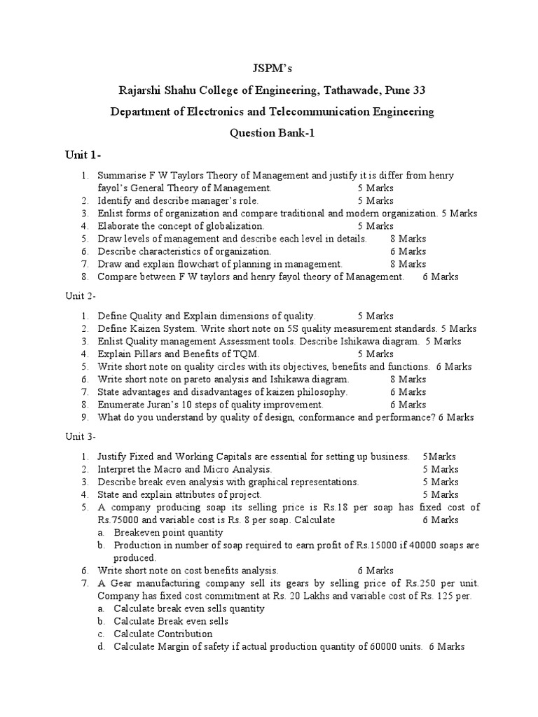 BM Que Bank | Download Free PDF | Quality Management | Business