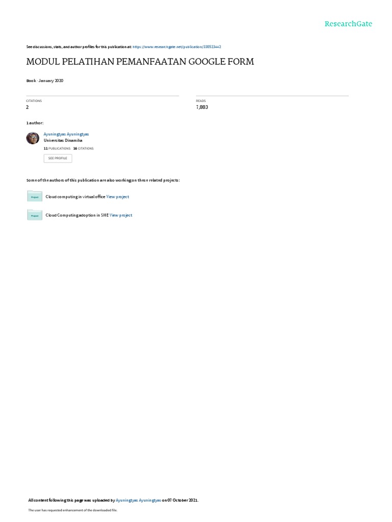 Modul Pelatihan Pemanfaatan Google Form PDF | PDF