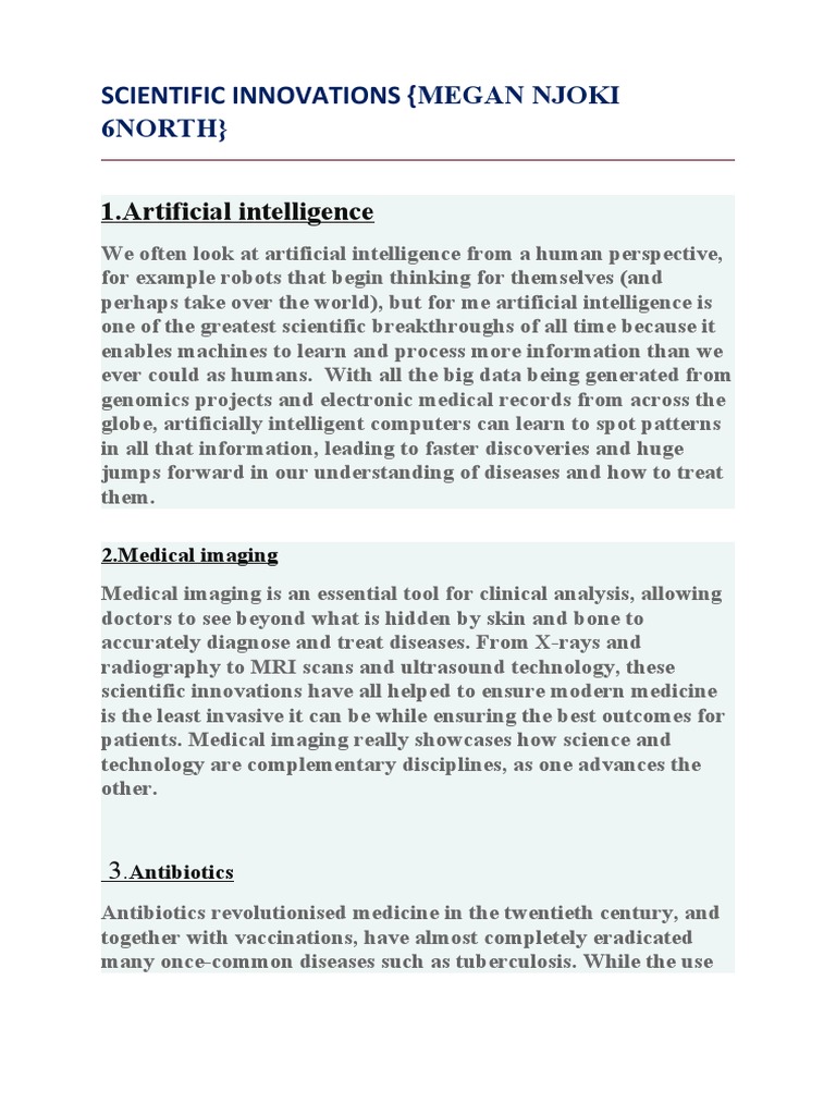Scientific Innovations | PDF | Medical Imaging | Medicine
