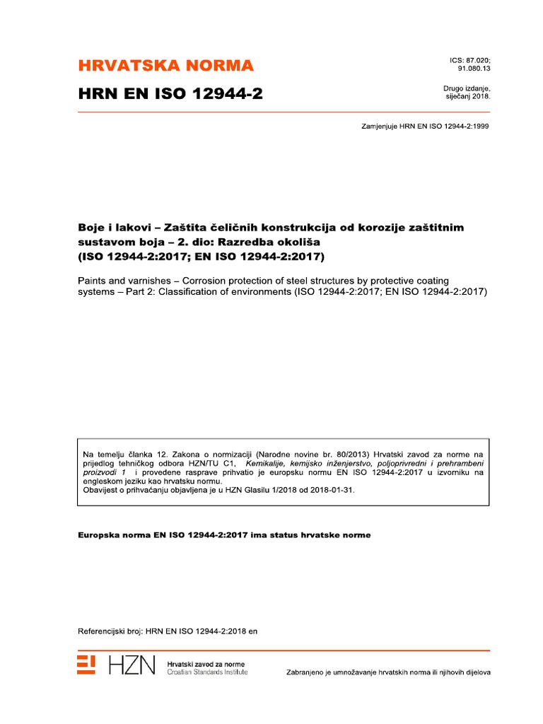 HRN en Iso 12944 - 2 - Razredi Okoliša | PDF