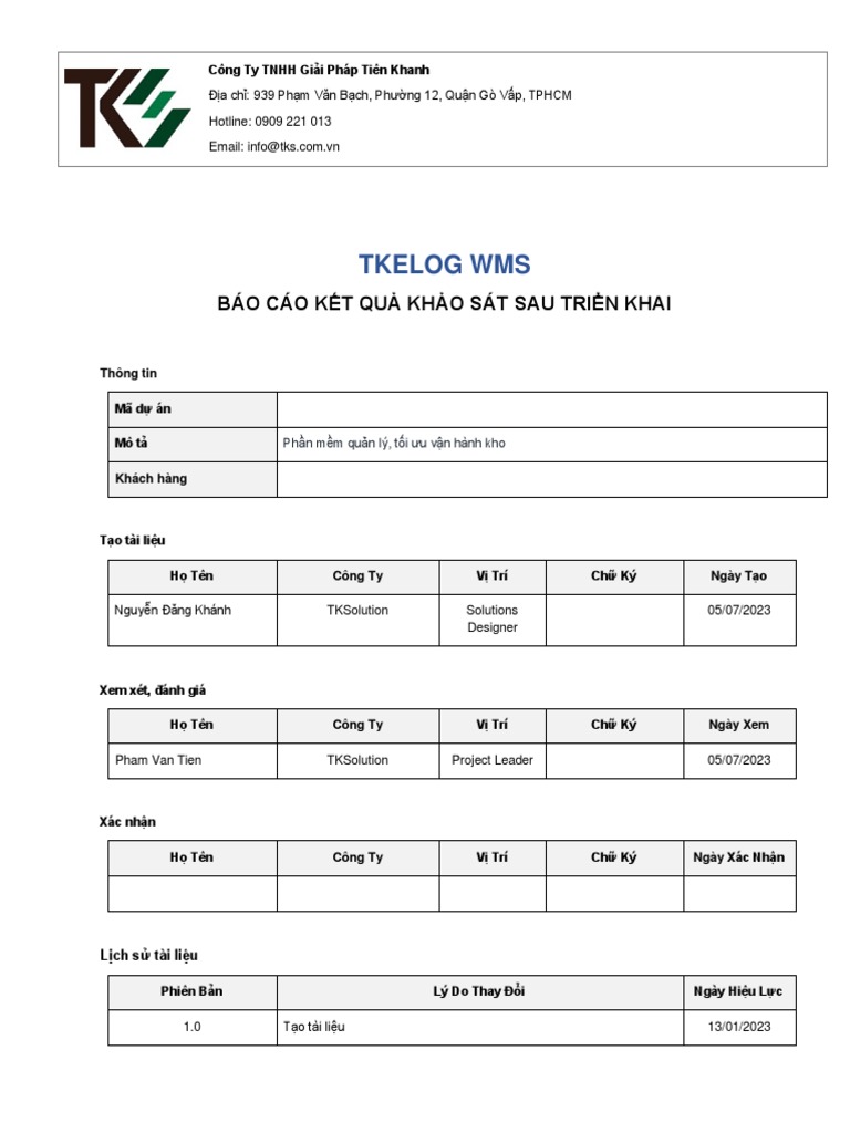Khao Sat Sau Trien Khai (Template) | PDF