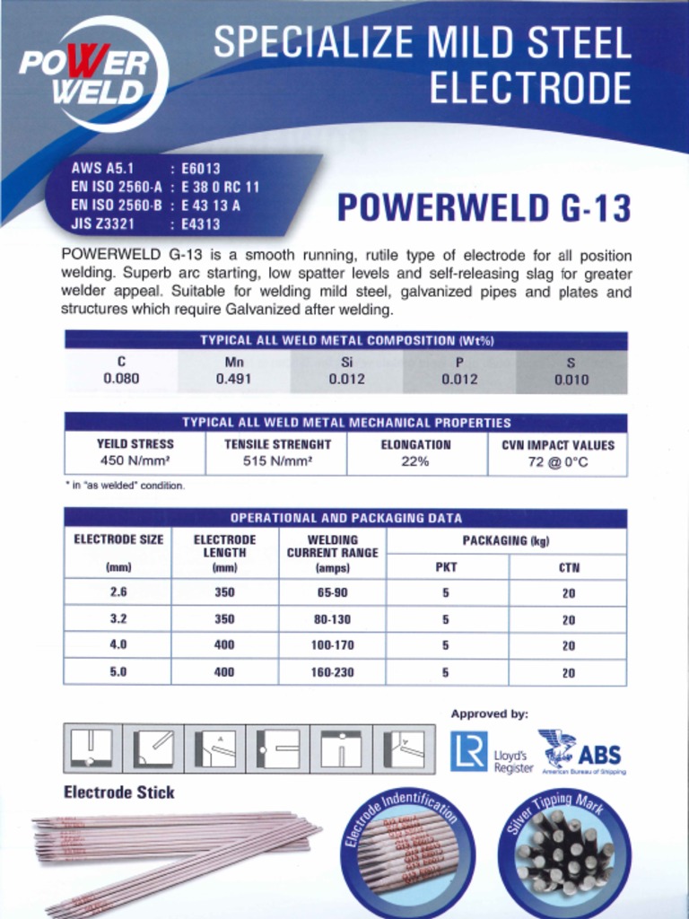 Powerweld G-13 Data Sheet | PDF