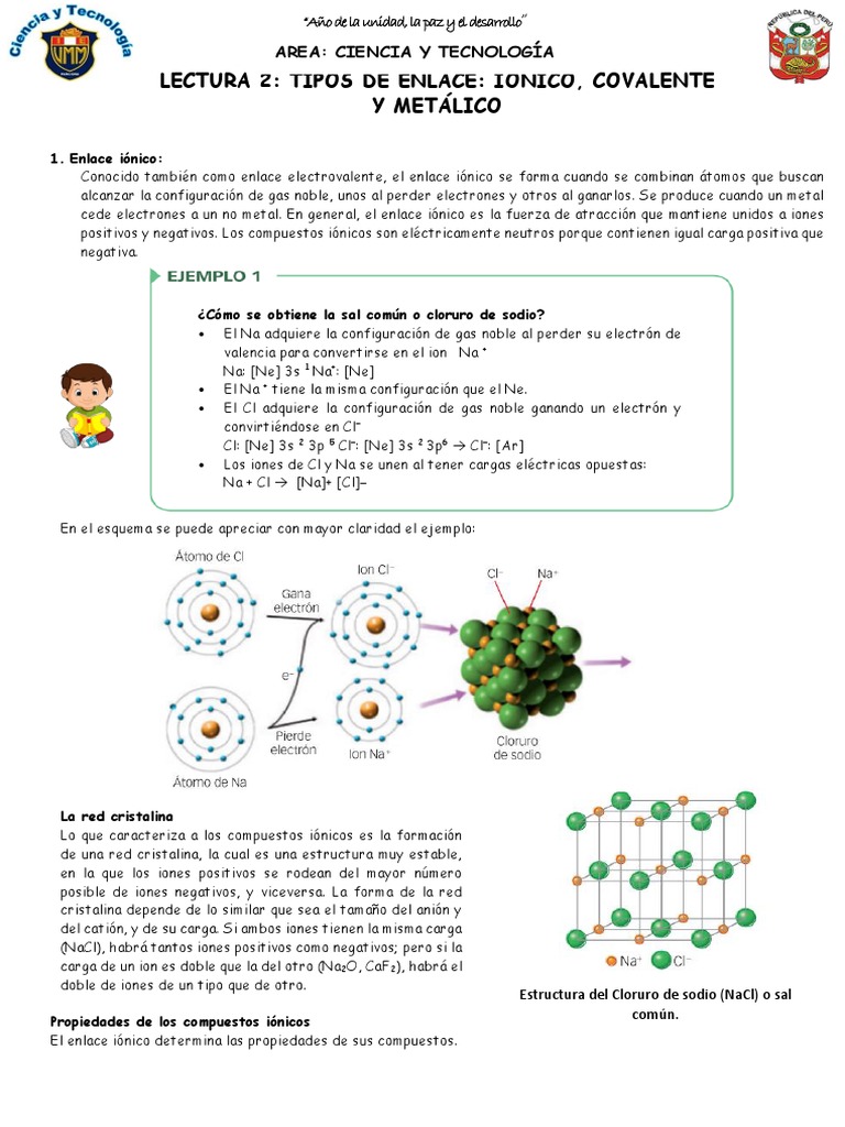 Lectura 2 - Cyt - 3º Grado - Iii Unidad | PDF | Enlace químico | Enlace covalente