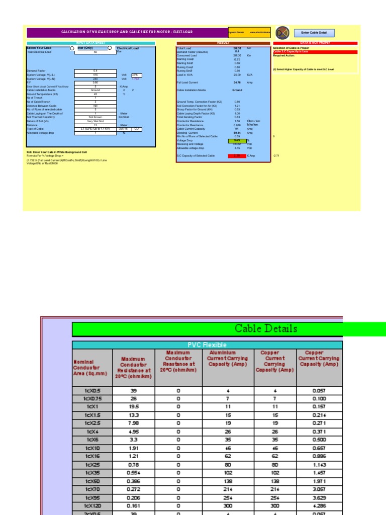 Cable Calculation | PDF | Electrical Resistance And Conductance ...