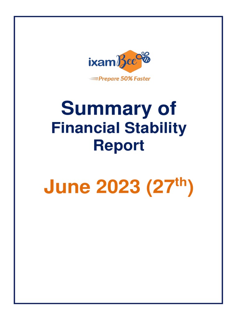 Financial Stability Report June 2023 | PDF | Balance Of Payments ...