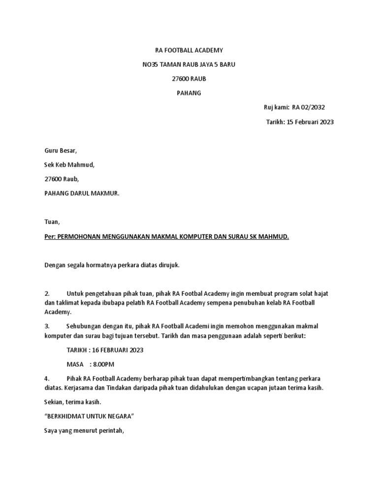 Surat Surau Raub Jaya 5 | PDF