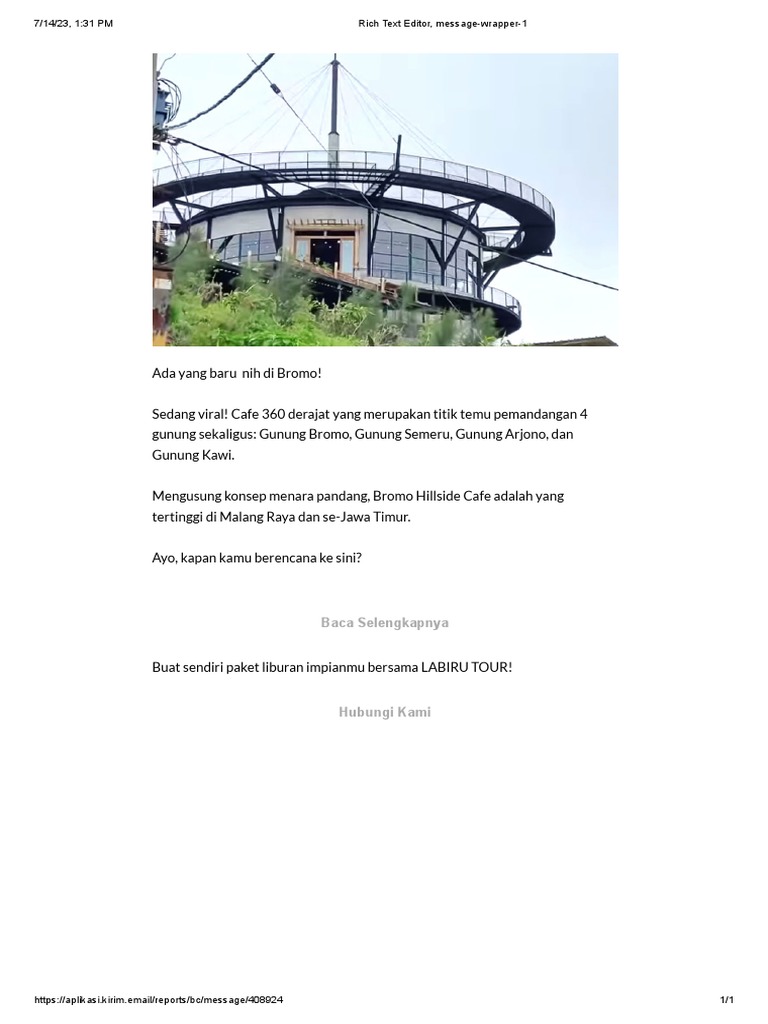 Cafe 360 Derajat di Bromo Viral! | PDF