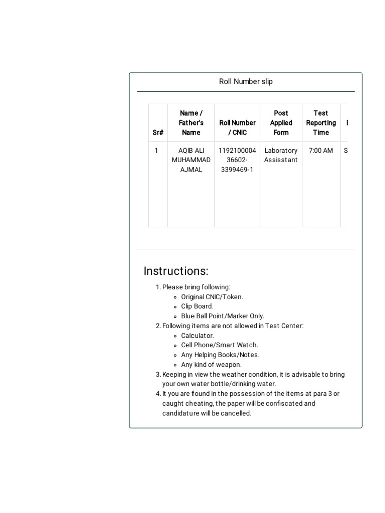 Laboratory Assistant Test Instructions | PDF