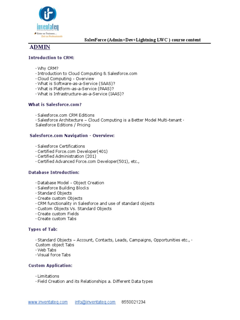 SFDC Fullstack Course Content | PDF | Class (Computer Programming) | Software As A Service