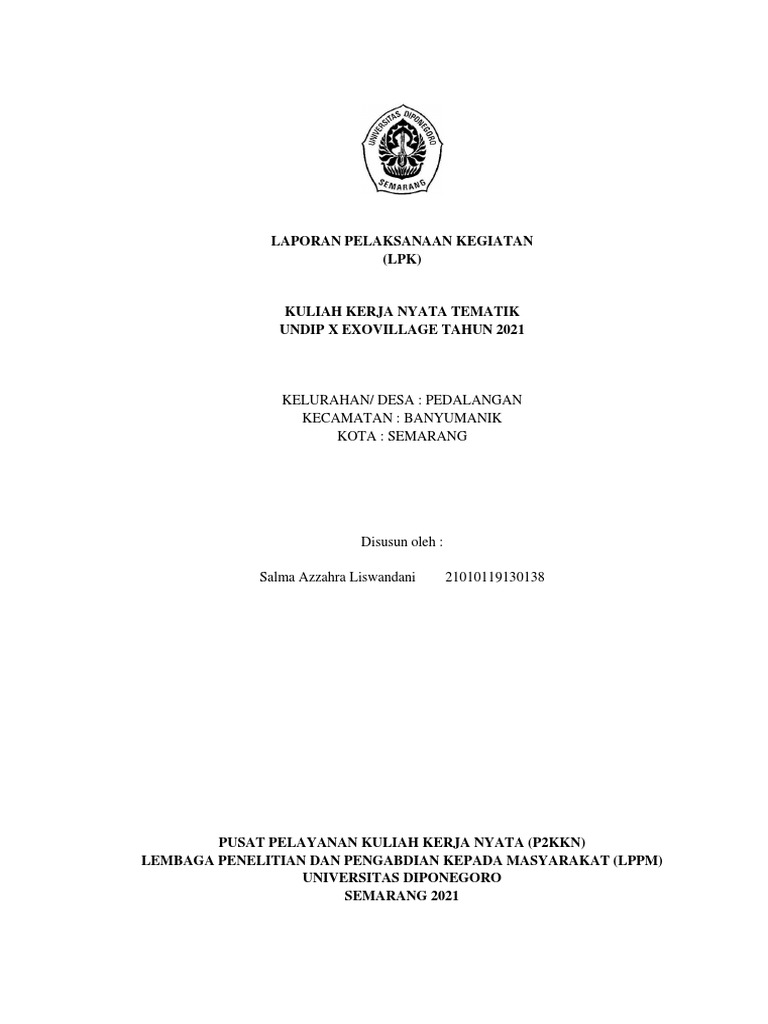 LPK KKN TEMATIK UNDIP X EXOVILLAGE Signed Lengkap | PDF