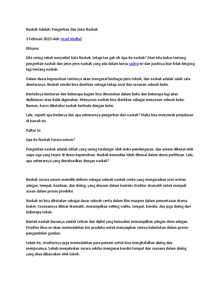 Pengertian Naskah | PDF