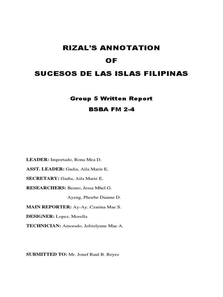 Rizals Annotation of Sucesos de Las Islas Filipinas 1 | Download Free ...