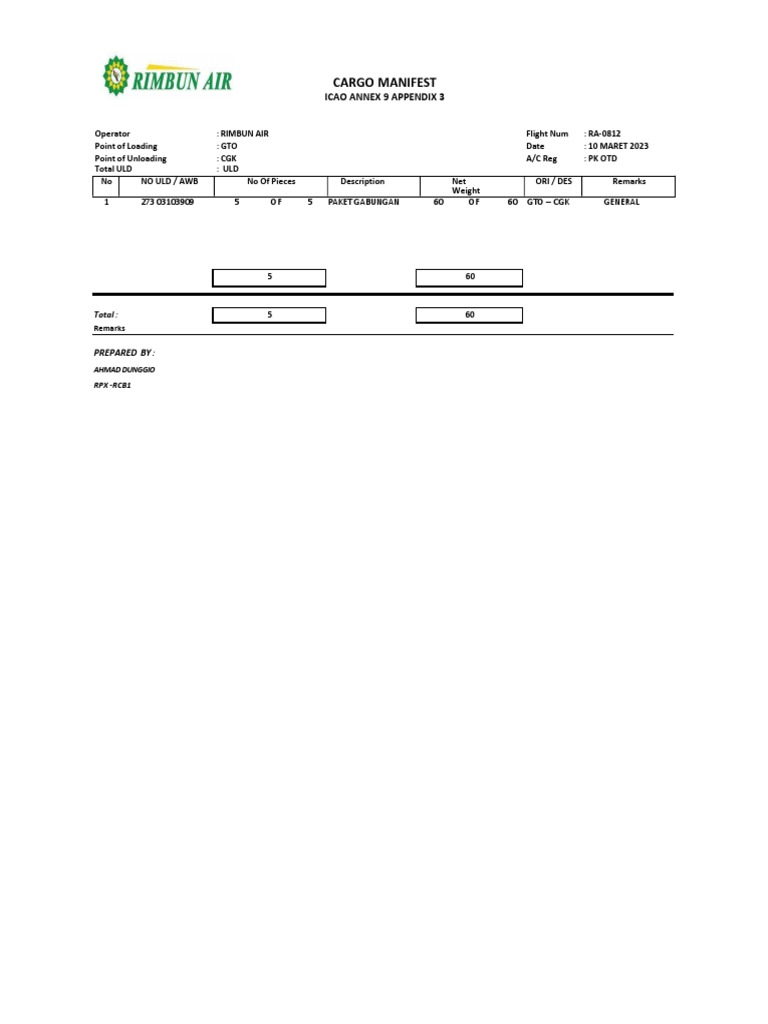 Manifest Ra-Otd 10-03-2023 | PDF | Technology & Engineering