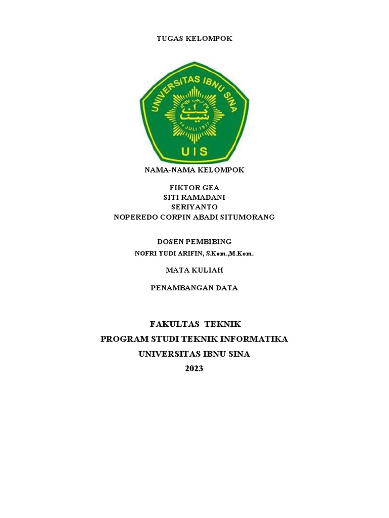 Tugas Kelompok 1 Penambangan Data | PDF