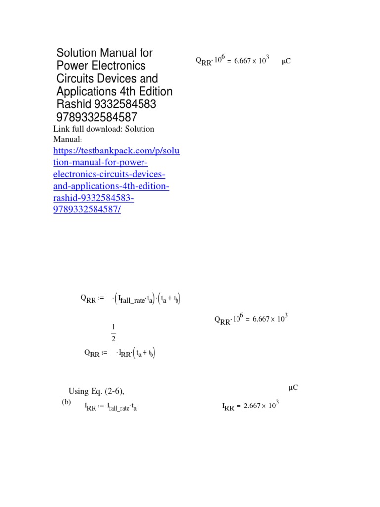 Power Electronics Circuits Devices And Applications 4th Edition Rashid