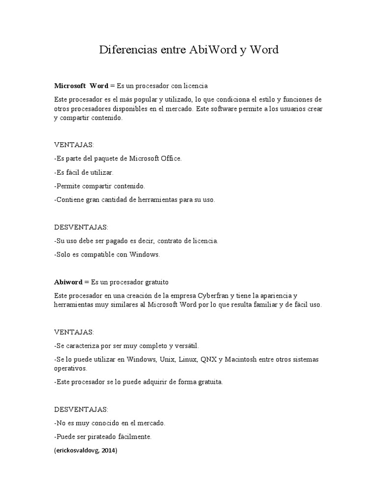 Diferencias Entre AbiWord y Word | PDF