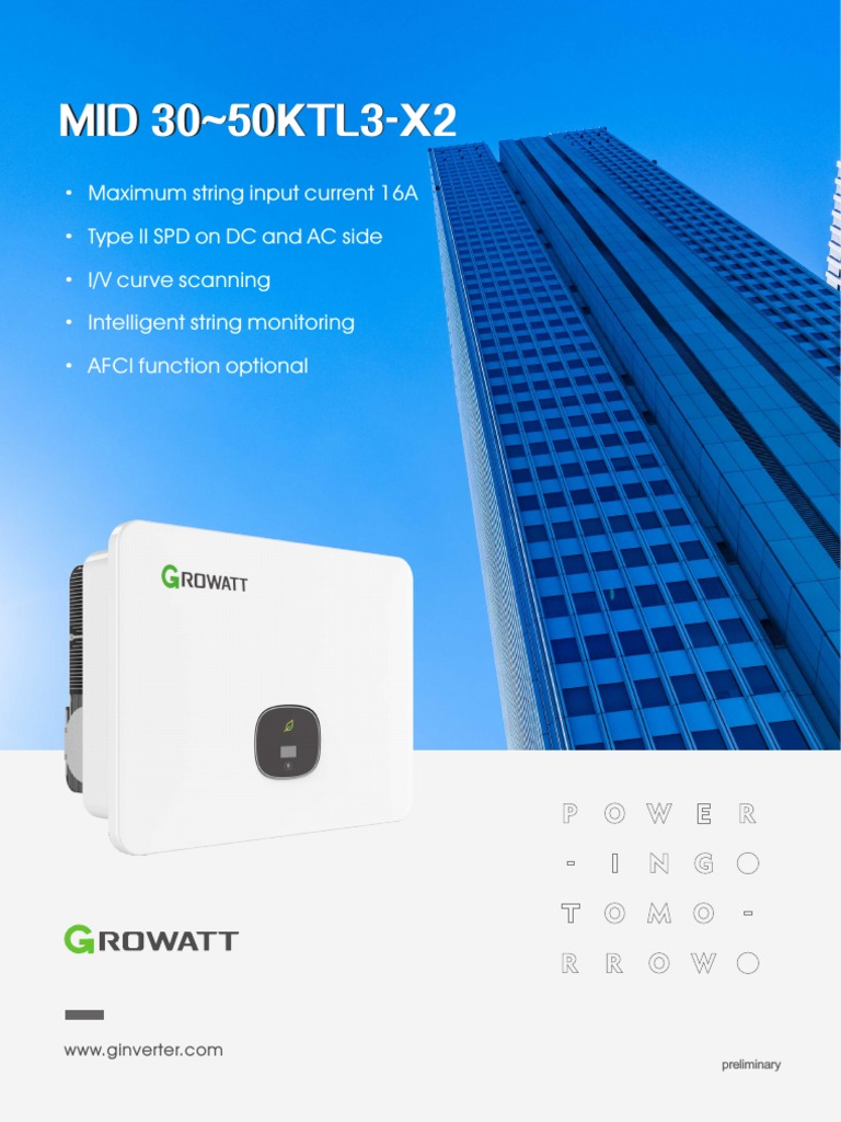 Growatt Mid 30-50ktl3-x2 Datasheet - 12 08 22 | PDF | Electronics ...