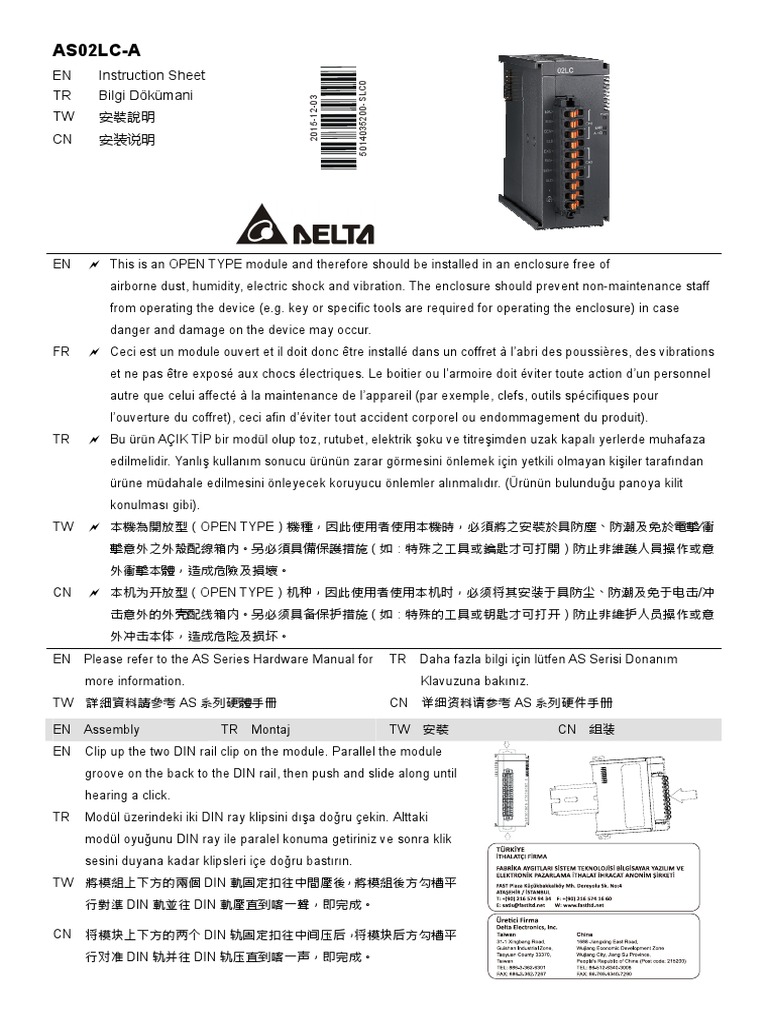 Delta Ia-Plc As02lc-A I Tse 20160325 | PDF