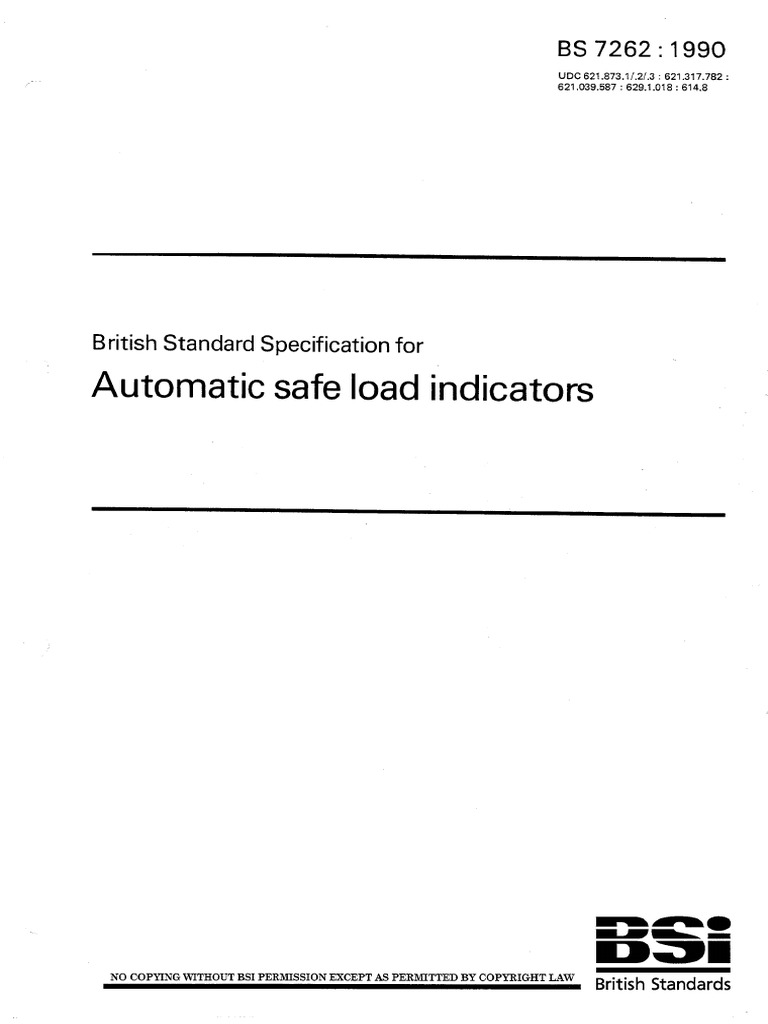 BS 7262 Safe Load Indicators | PDF