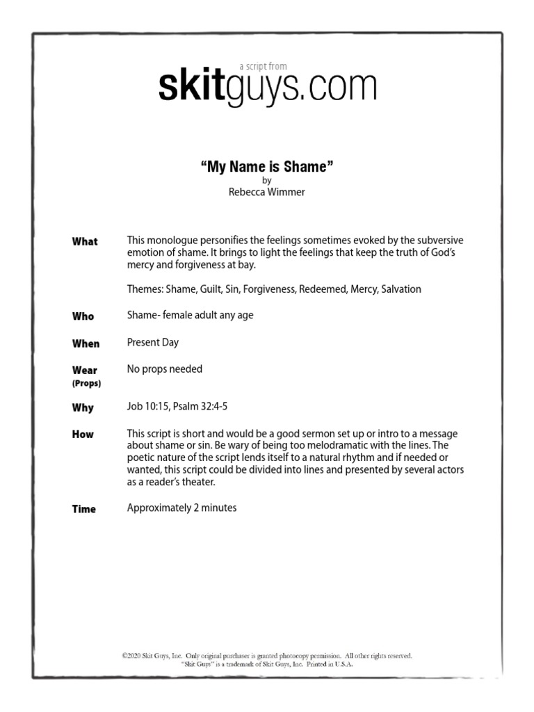 My Name Is Shame PV | PDF | Shame | Religious Belief And Doctrine