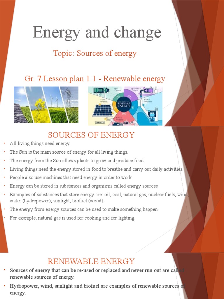 Renewable Energy Sources for Grade 7 | PDF | Home & Garden | Science ...