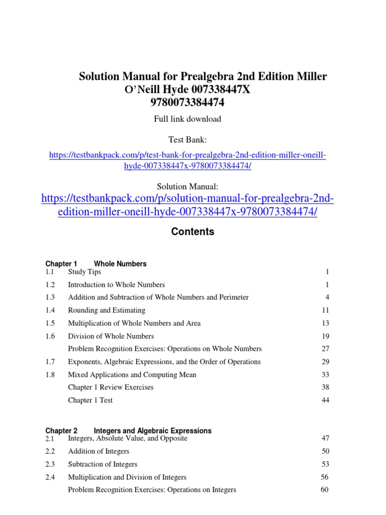 Prealgebra 2nd Edition by Julie Miller Molly ONeill and Nancy Hyde ...