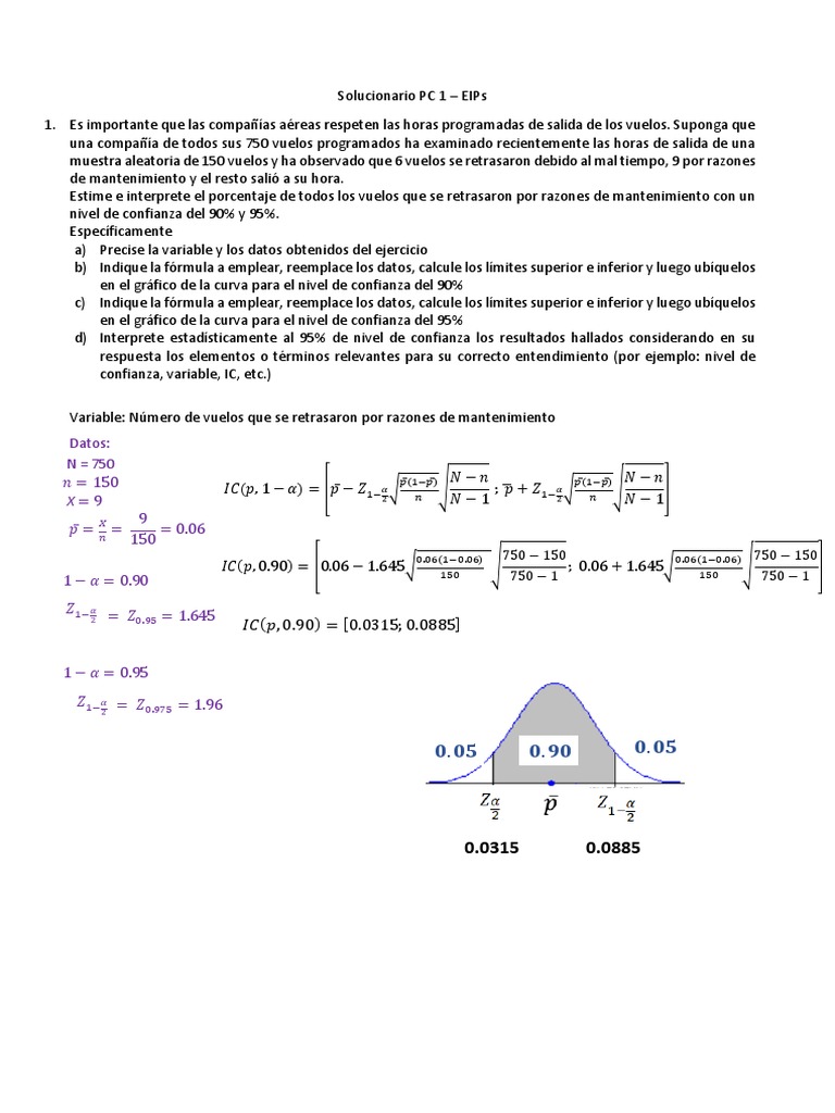 Solucionario - PC1 - EIPs | PDF | Intervalo de confianza | Desviación ...