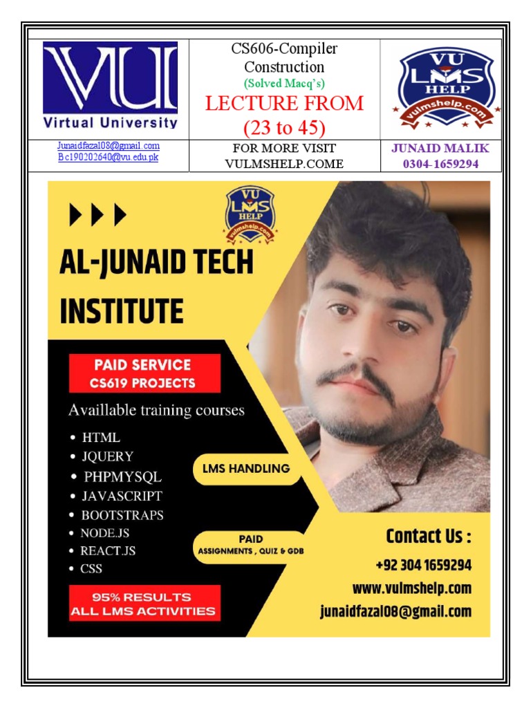 Cs606 Solved Mcqs Final Term by Junaid | Download Free PDF | Parsing | Computer Science