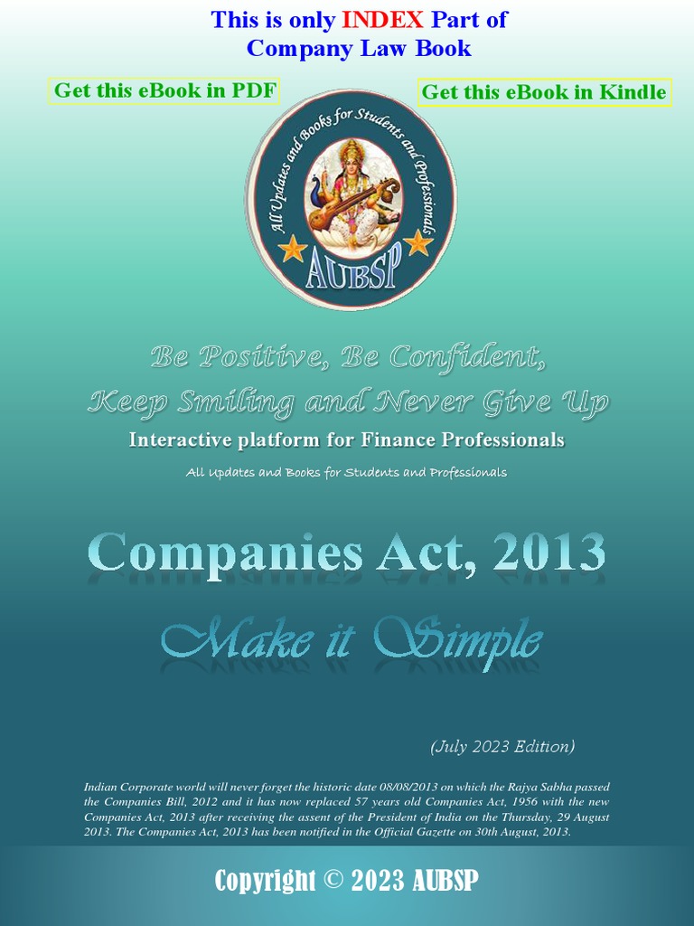 All Sections of Companies Act 2013 | PDF | Securities (Finance) | Stocks