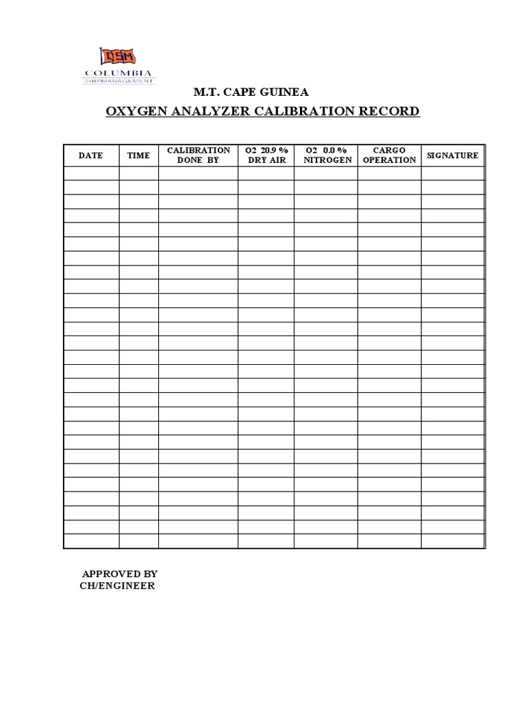 O2 Analyzer Calibration Record For IGS | PDF