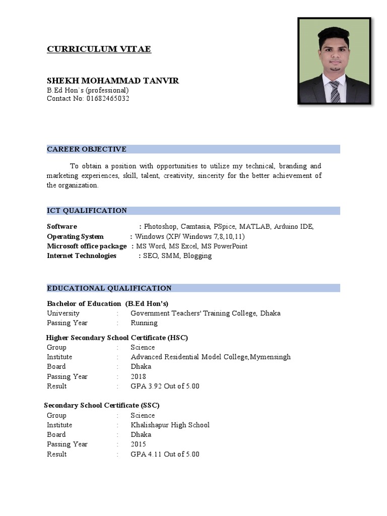 Cv Of Md Tanjimul Kabir Pdf 