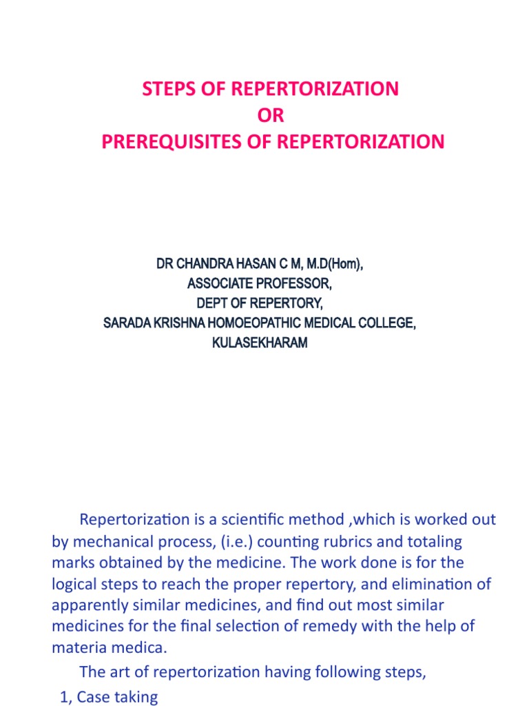 Steps of Repertorization - 5e097dab9ad98 | PDF | Homeopathy | Physician