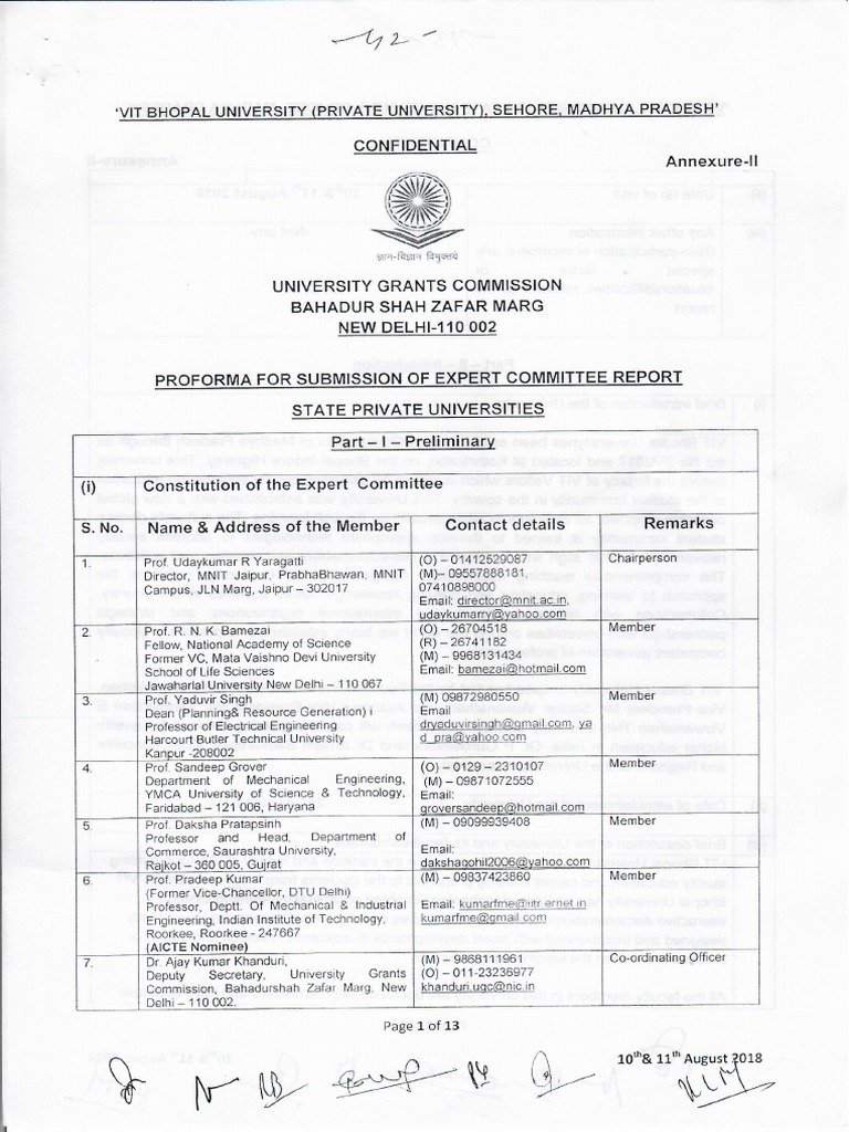 VIT Bhopal PUInspectionReport | PDF