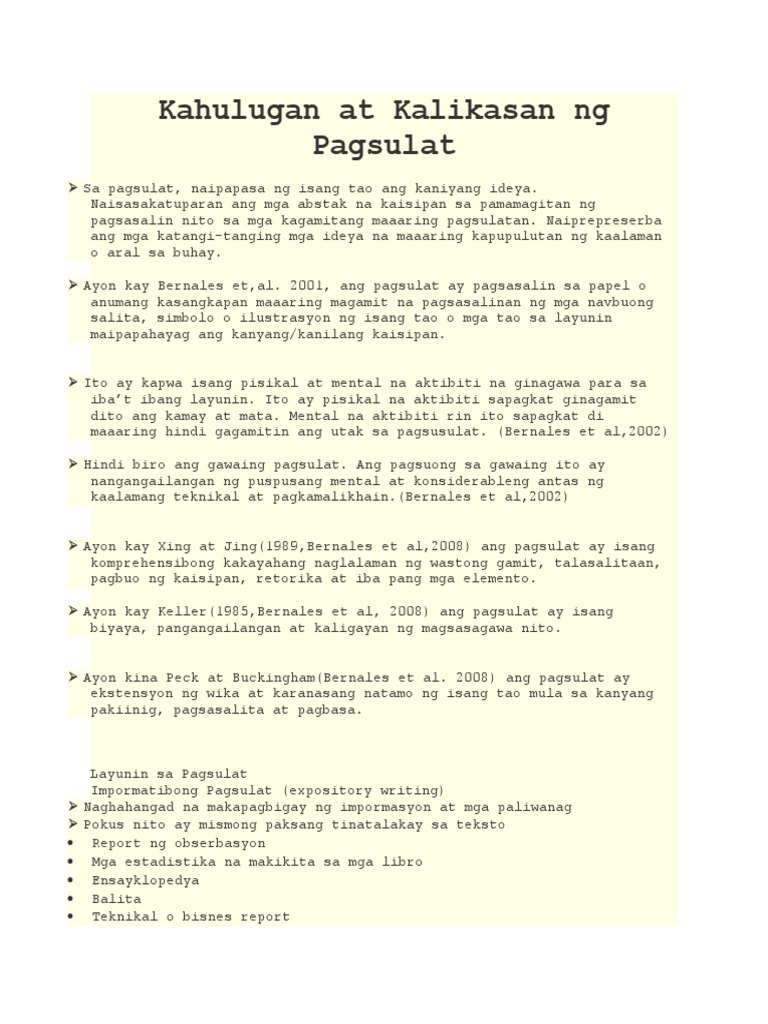 Kahulugan at Kalikasan NG Pagsulat | PDF