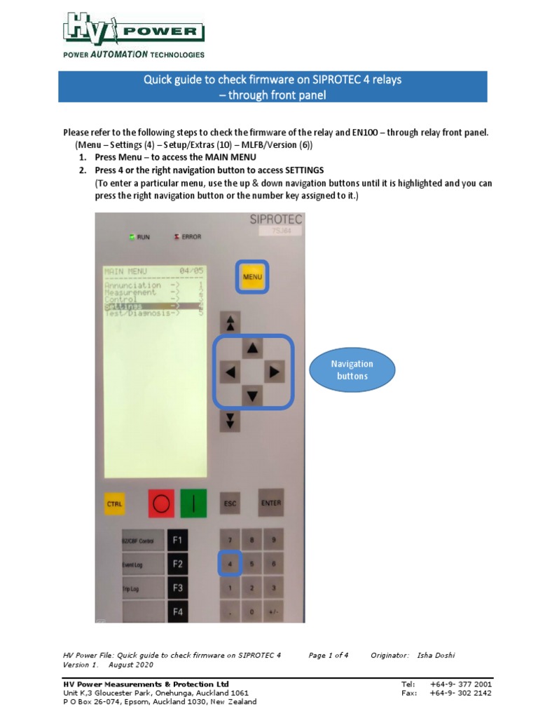 Quick Guide To Check Firmware On SIPROTEC 4 | PDF | Software Engineering | Computer Architecture